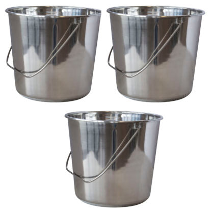 AmeriHome 2.37 Gallon Stainless Steel Buckets 3 Piece Set - Jefferson ...