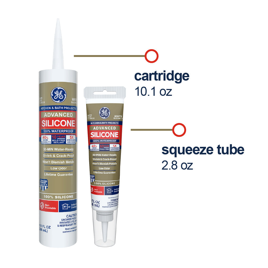 GE Sealants Advanced Silicone 2® Kitchen & Bath Sealant 10.1 Oz. White ...