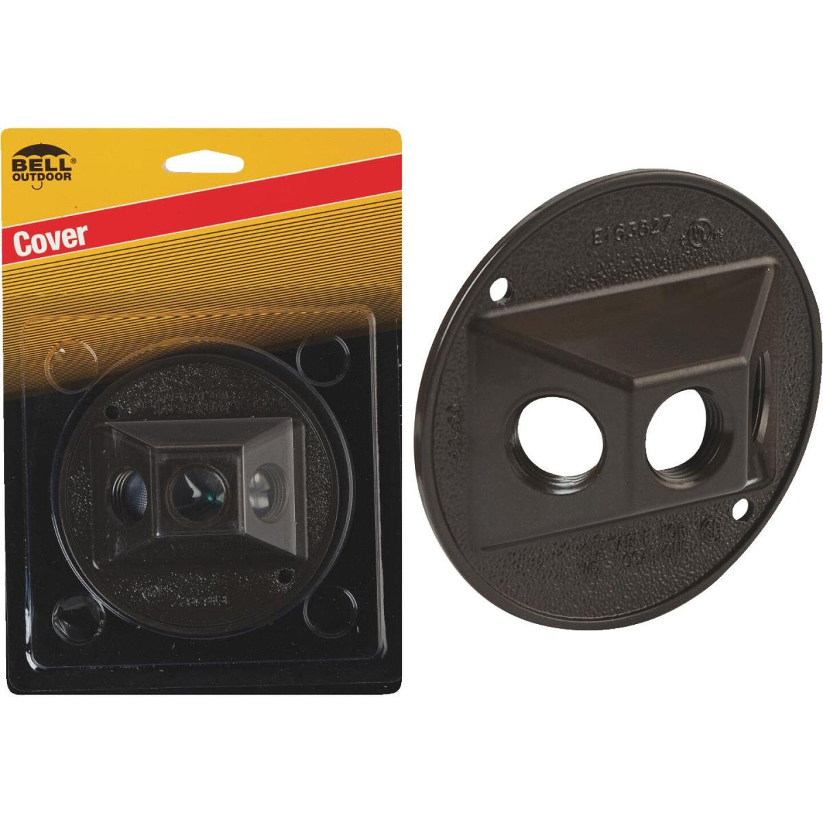 Bell 3-Outlet Round Zinc Bronze Cluster Weatherproof Outdoor Box Cover ...